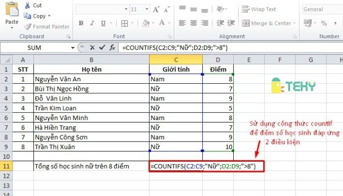 Hàm Countifs trong excel - Bật mí cách dùng đơn giản