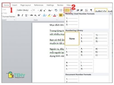 Sử dụng tính năng Numbering trong Word rất đơn giản